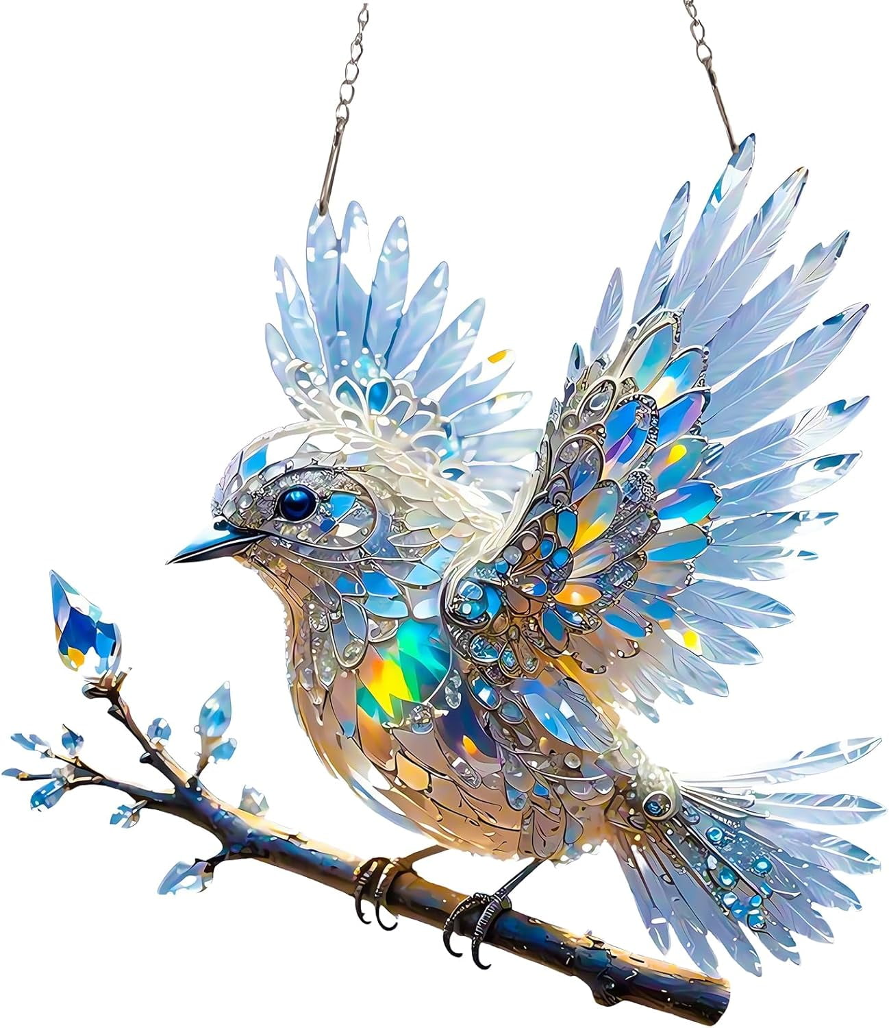 Crystal Sky Bluebird Stained Art Ornament (8 Inches), Stained Glass ...