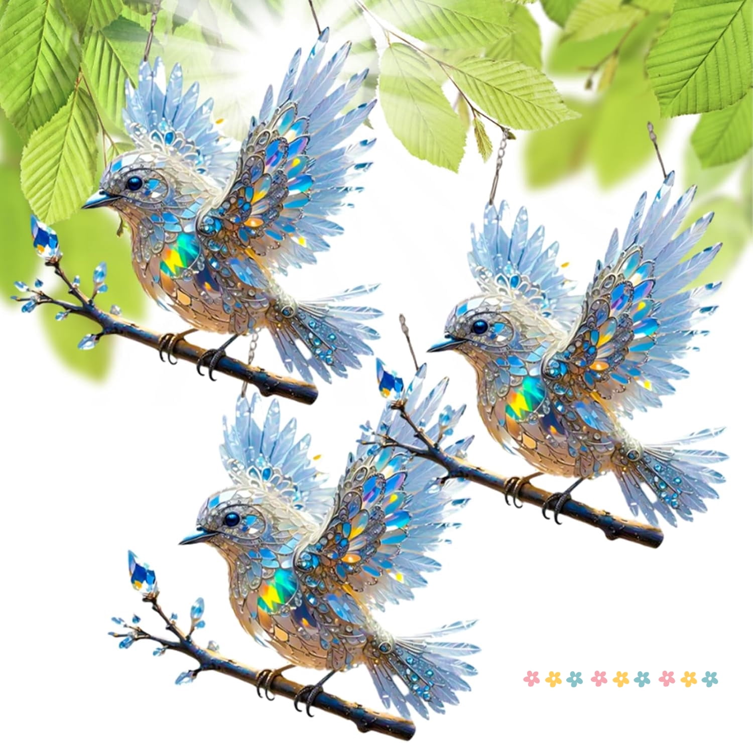 Crystal Sky Bluebird Stained Art Ornament (8 Inches), Stained Glass ...