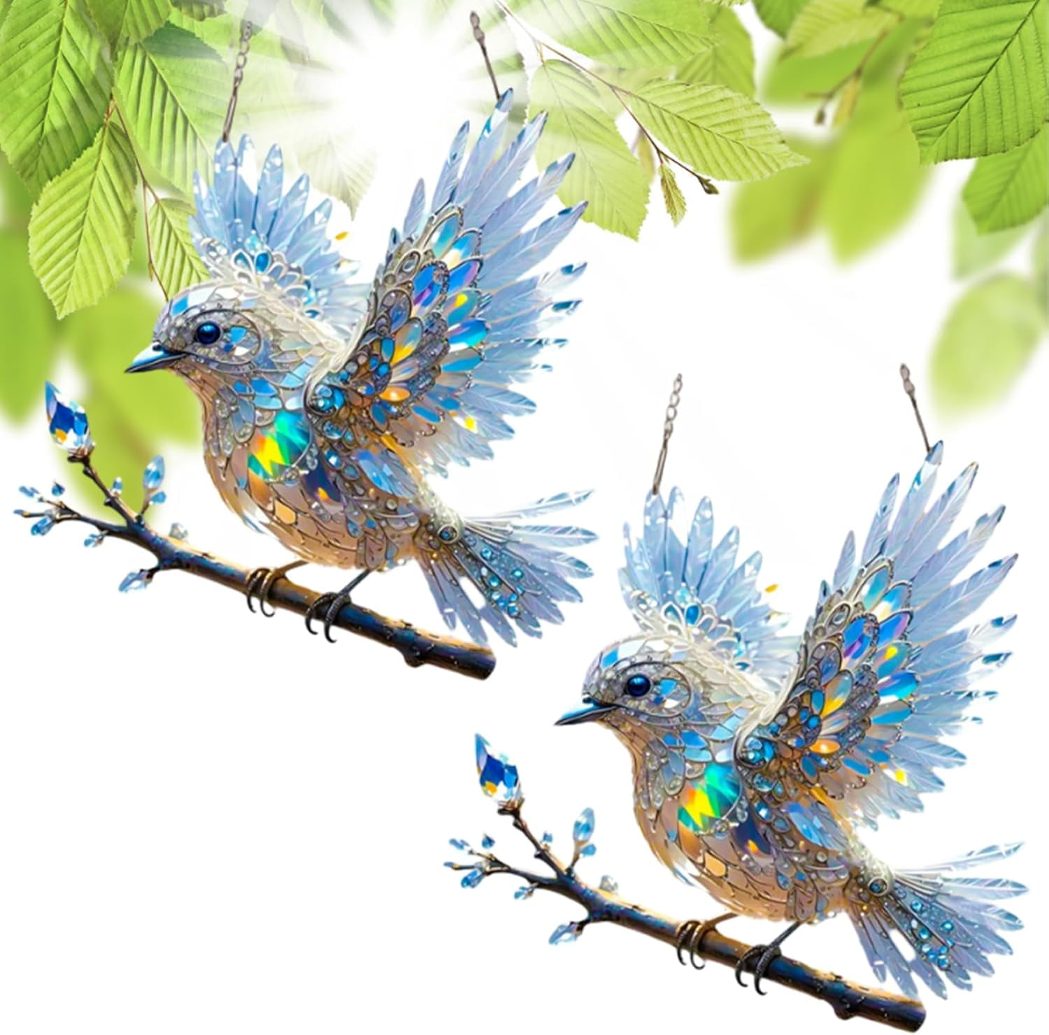 Crystal Sky Bluebird Stained Art Ornament (8 Inches), Stained Glass ...