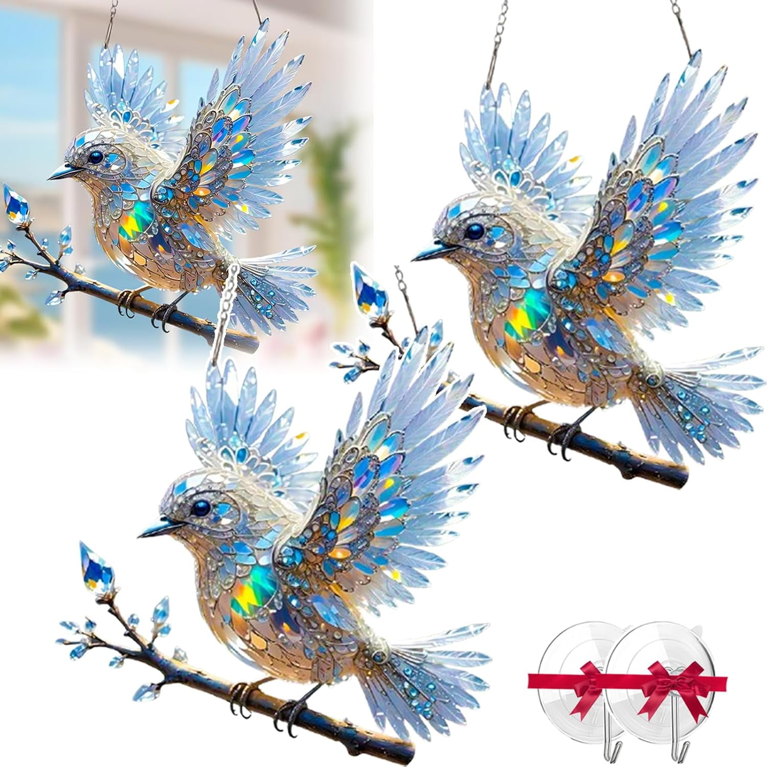 Crystal Sky Bluebird Stained Art Ornament (8 Inches), Terrain-Hill ...