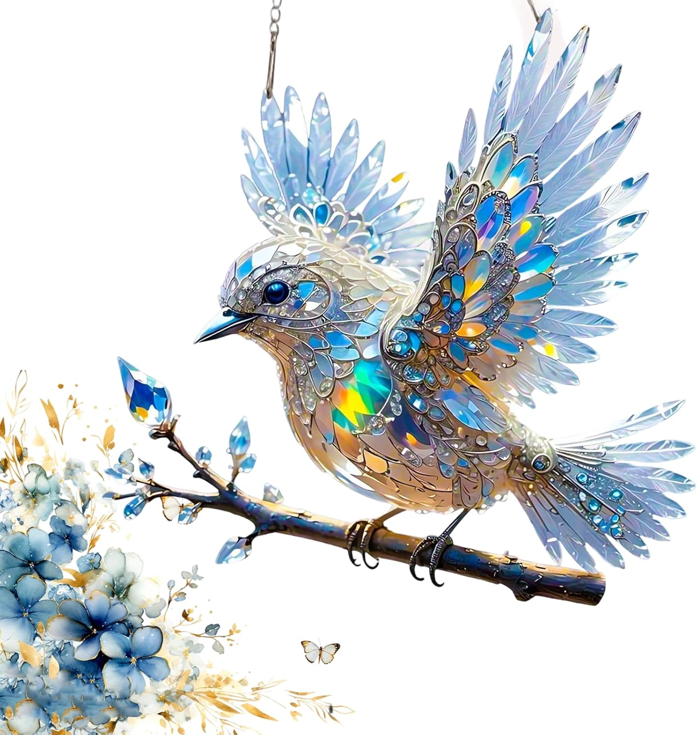 Crystal Sky Bluebird Stained Art Ornament (8 inches), Crystal ...