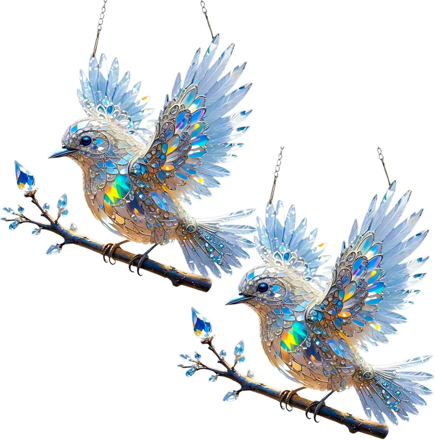 Crystal Sky Bluebird Stained Art Ornament (8 inches), Stained Acrylic ...
