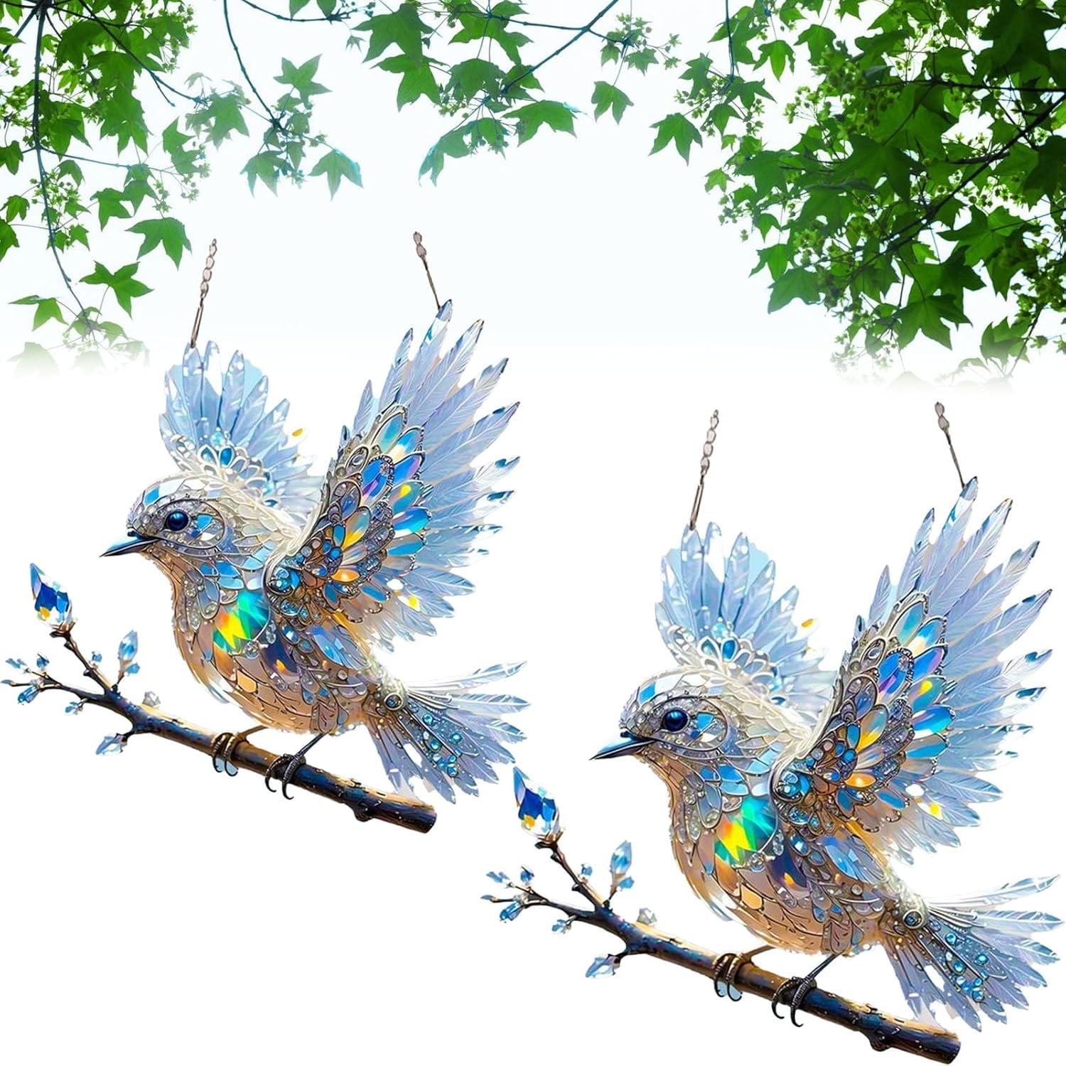 Crystal Sky Bluebird Stained Art Ornament, Crystal Hummingbird ...