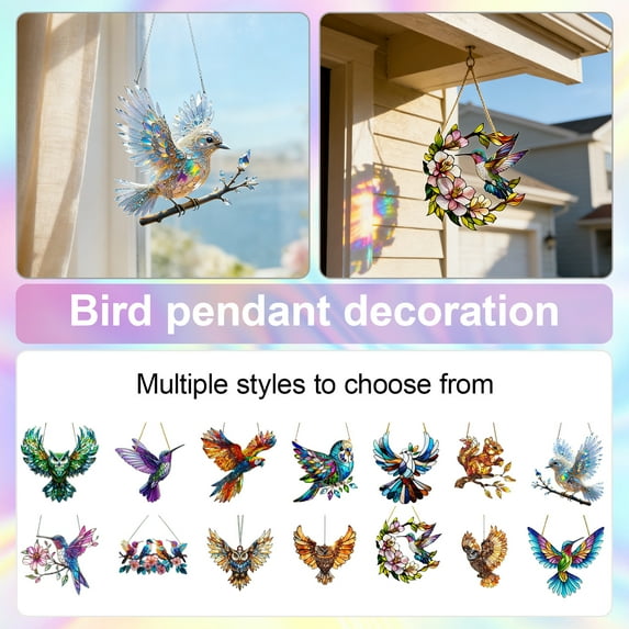 Crystal Sky Bluebird Stained Art Ornament, Stained Acrylic Glass Window ...