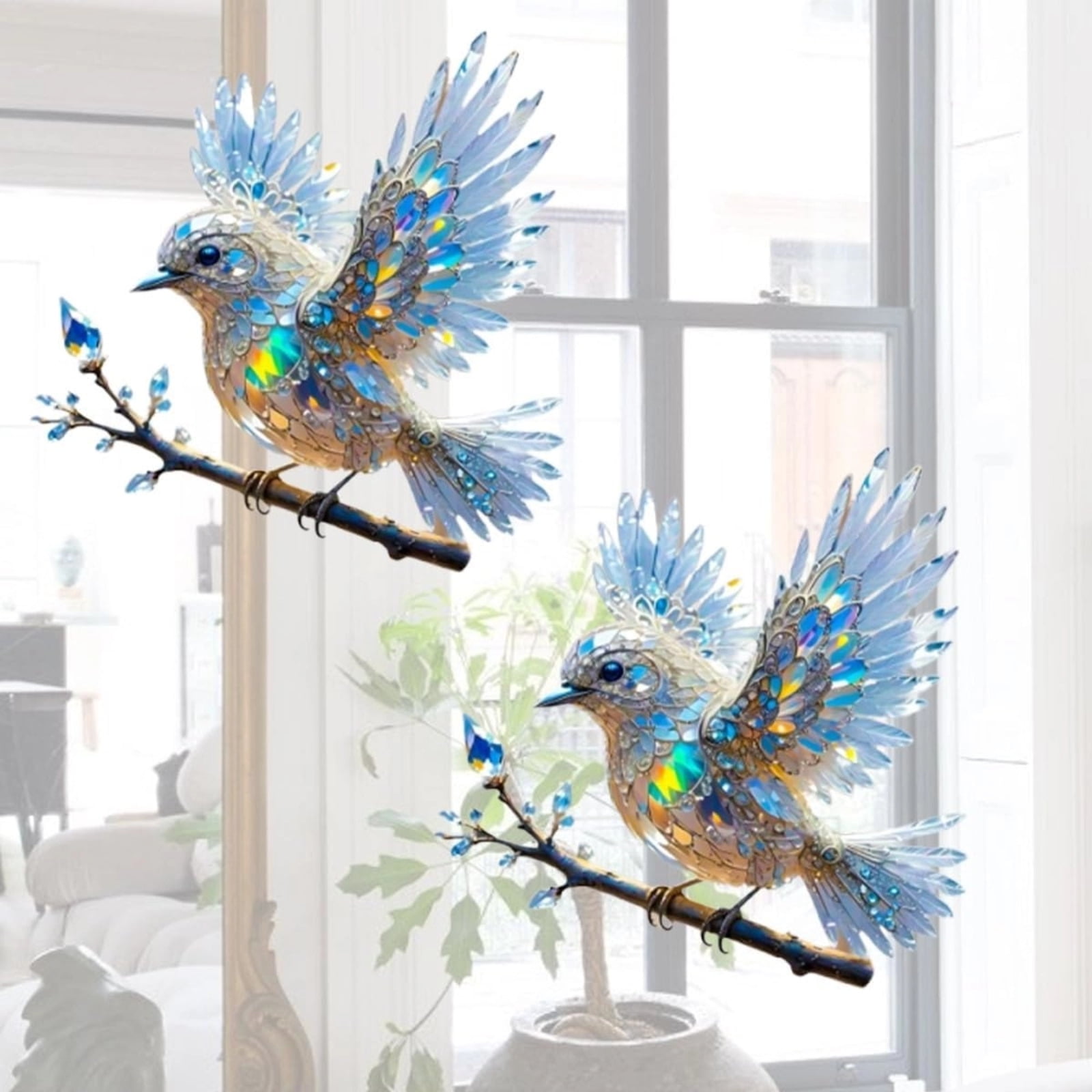 Crystal Sky Bluebird Stained Art Ornament, Terrain-Hill Stained Glass ...