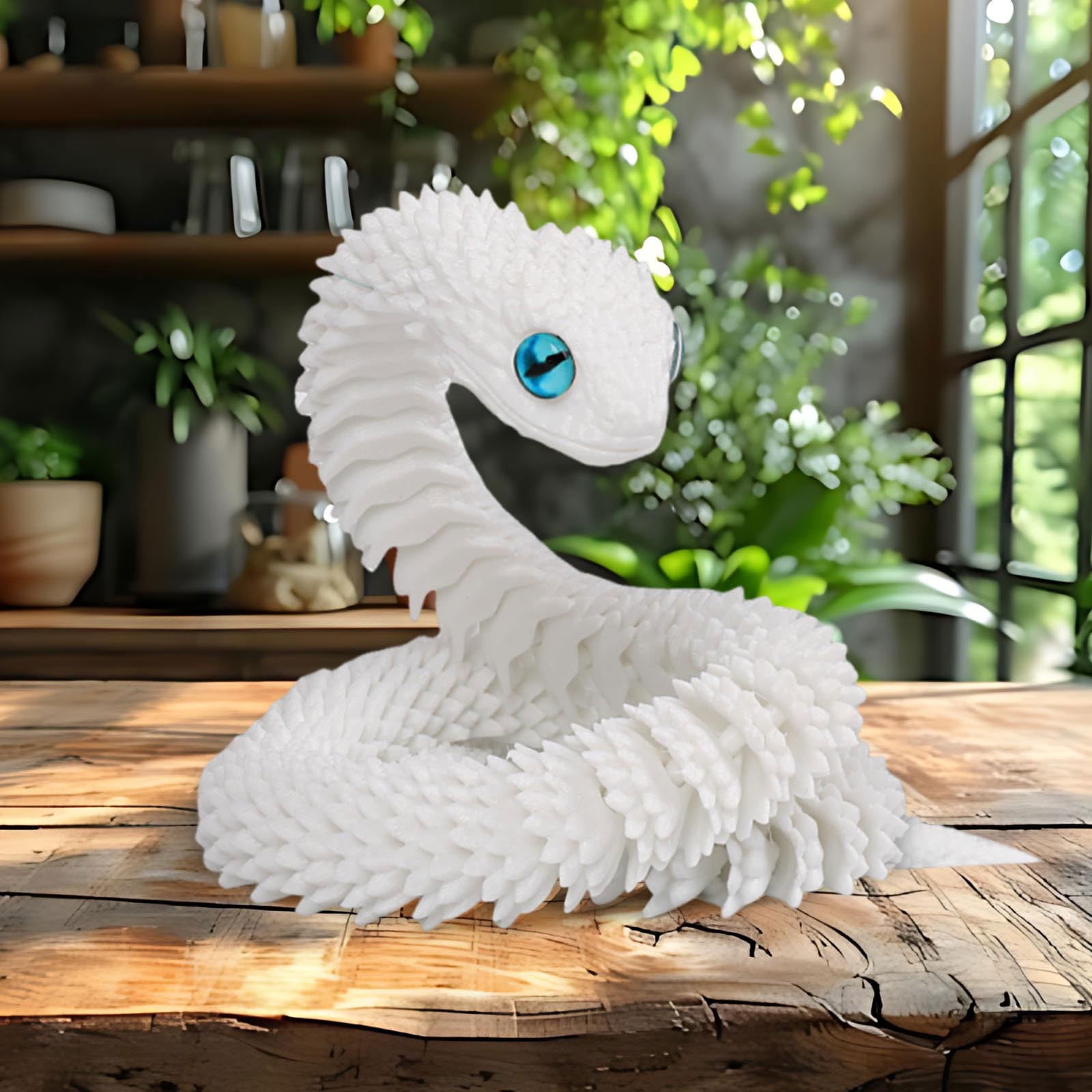 Crystal Snake Figurine with Articulated Joints, 3D Printed Decorative ...