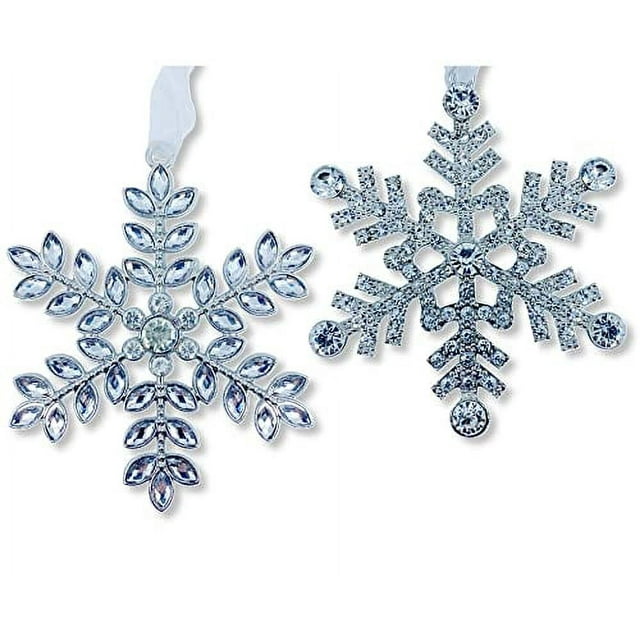 Crystal Snowflake Ornaments for Christmas Tree or Hanging Décor, Set of 2 - Walmart.com