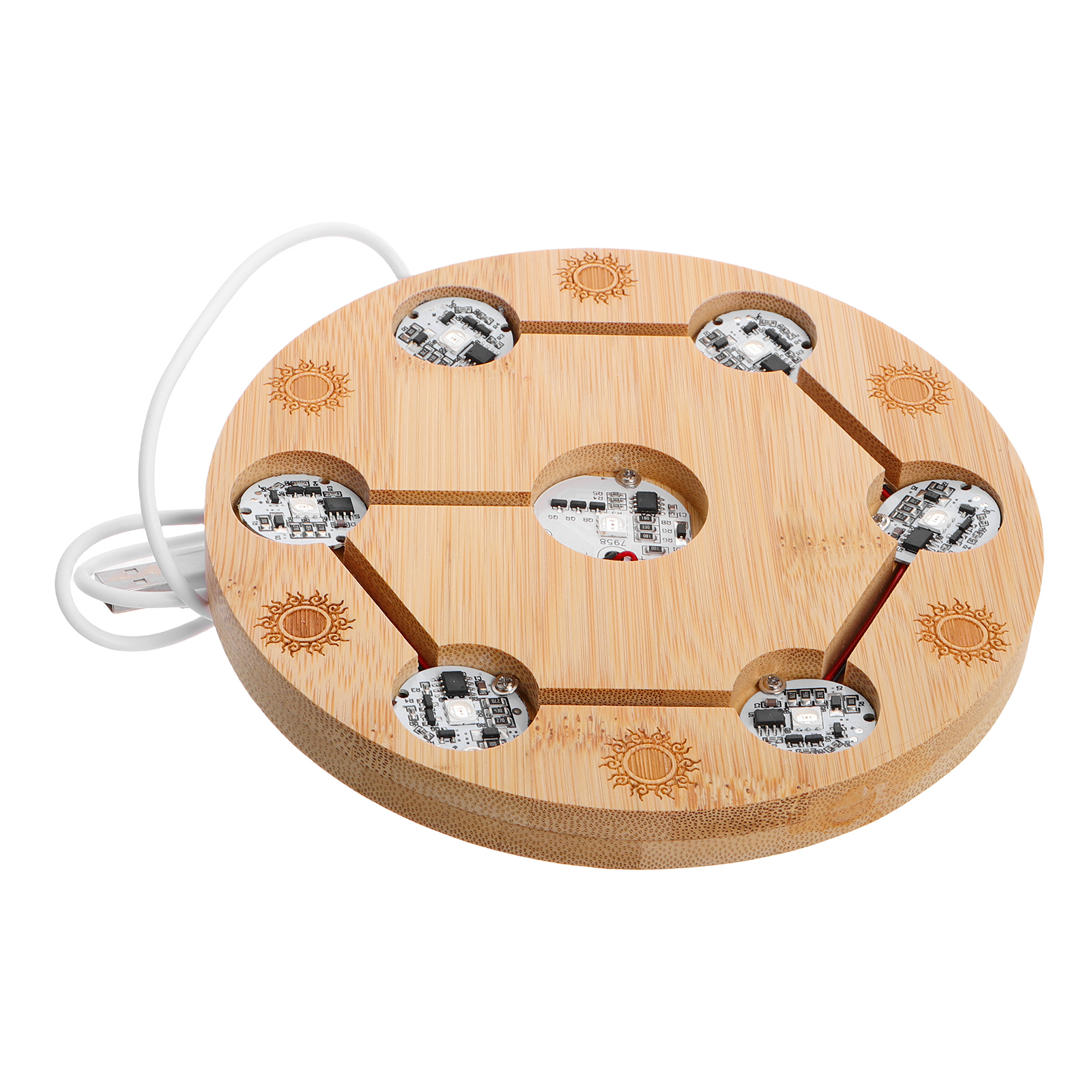 Masteelf Wooden LED Light Base with Seven Adjustable Lights for Home ...