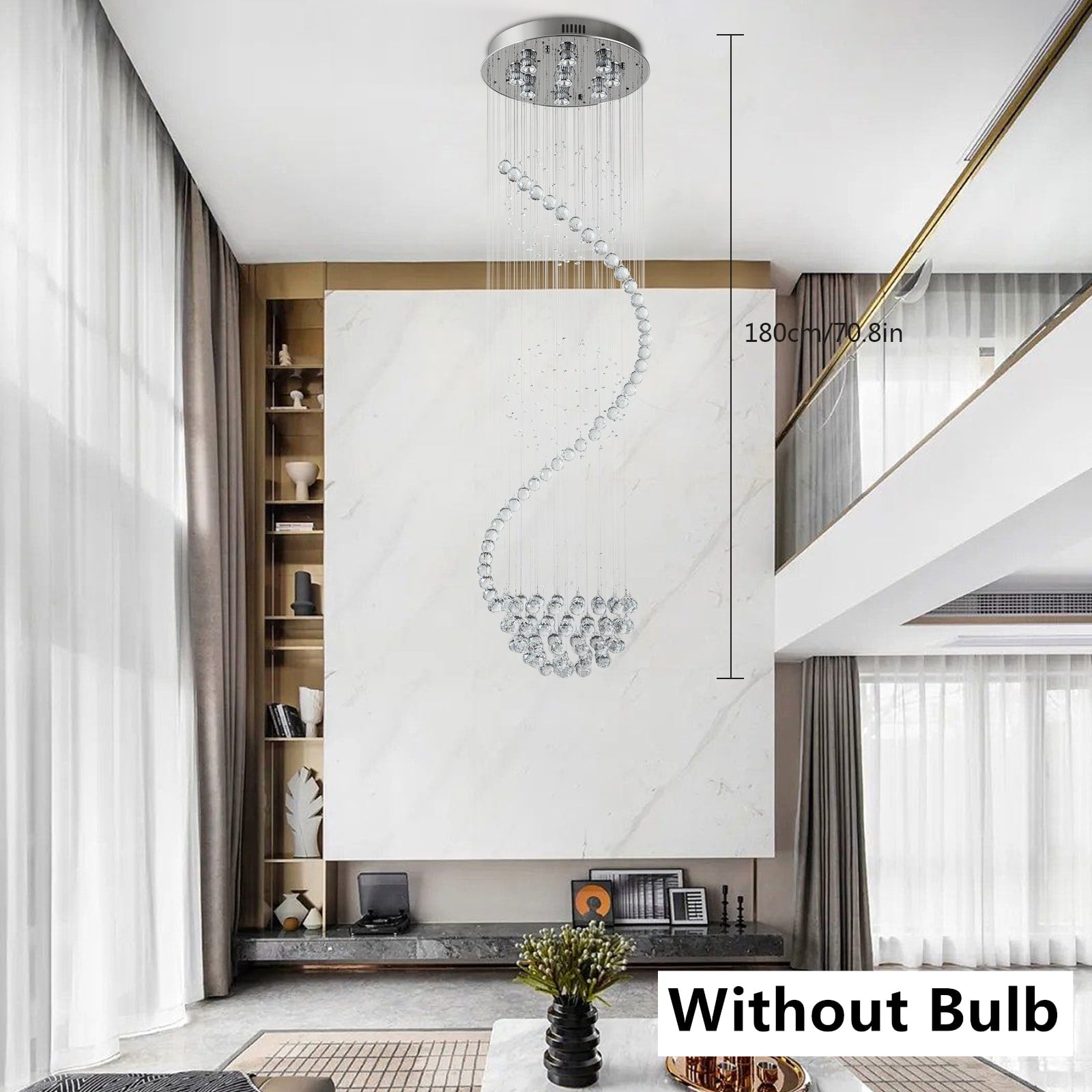 Crystal Spiral Rain Drop Modern Ceiling Fixture 9-LED Light Luxury ...