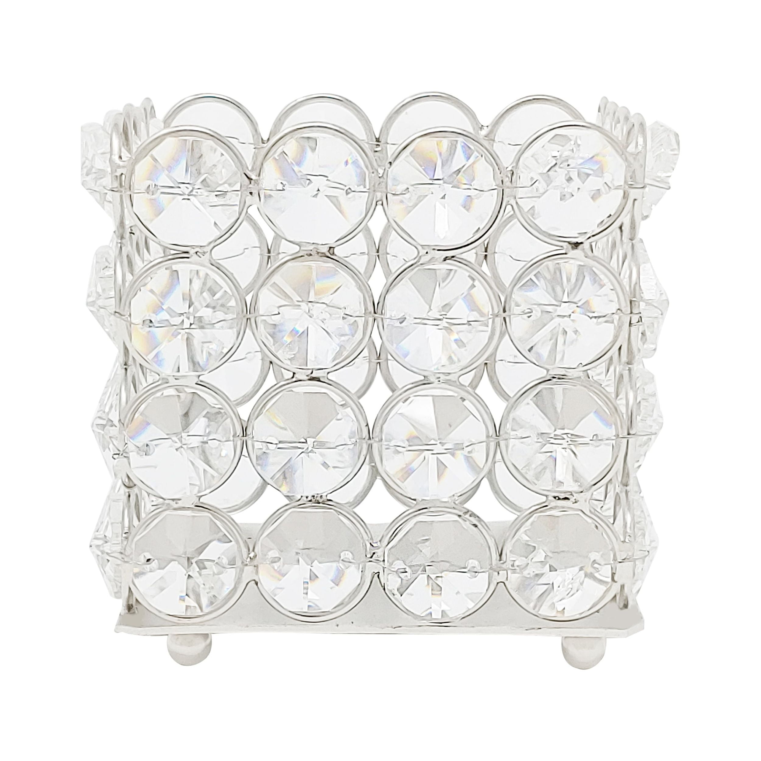 Crystal Square Transparent White Glass Tealight Votive Candle Holder ...