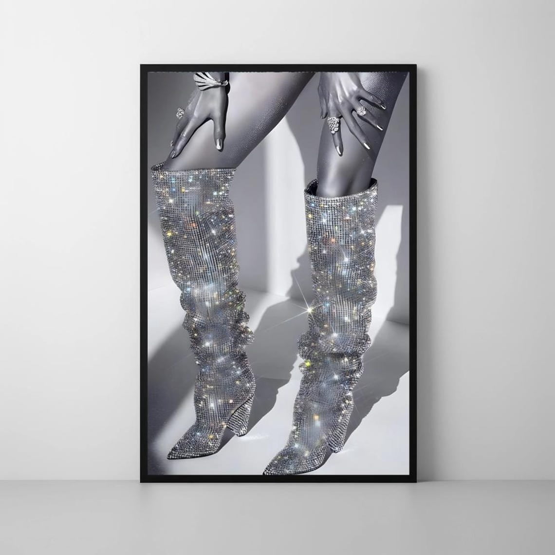Crystal Stiletto Boots Poster Glam Fashion Wall Art Poster, Unframed ...