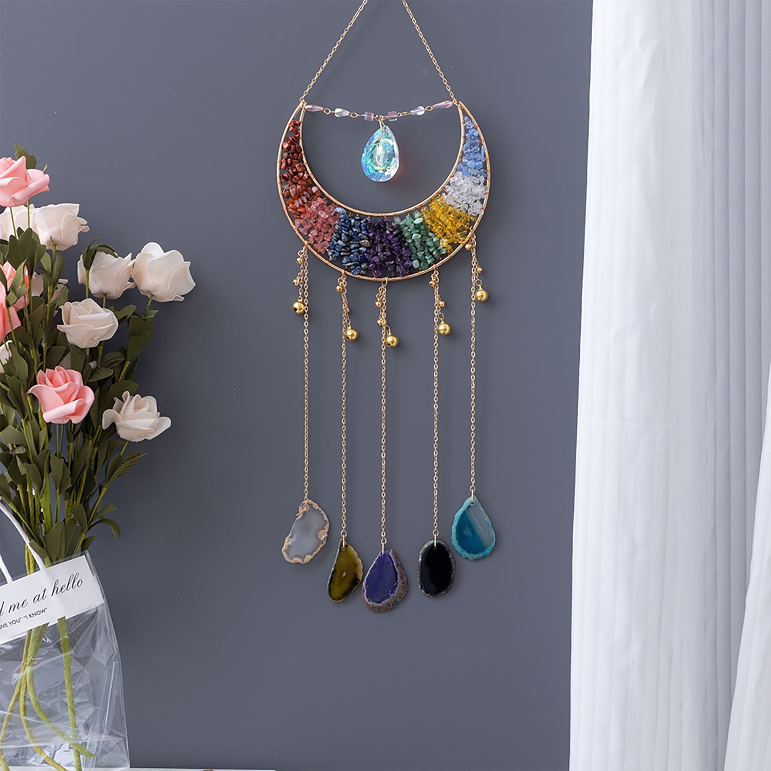 Crystal Stone Agate Ornament Natural Gem Tree of Life Moon Dream ...