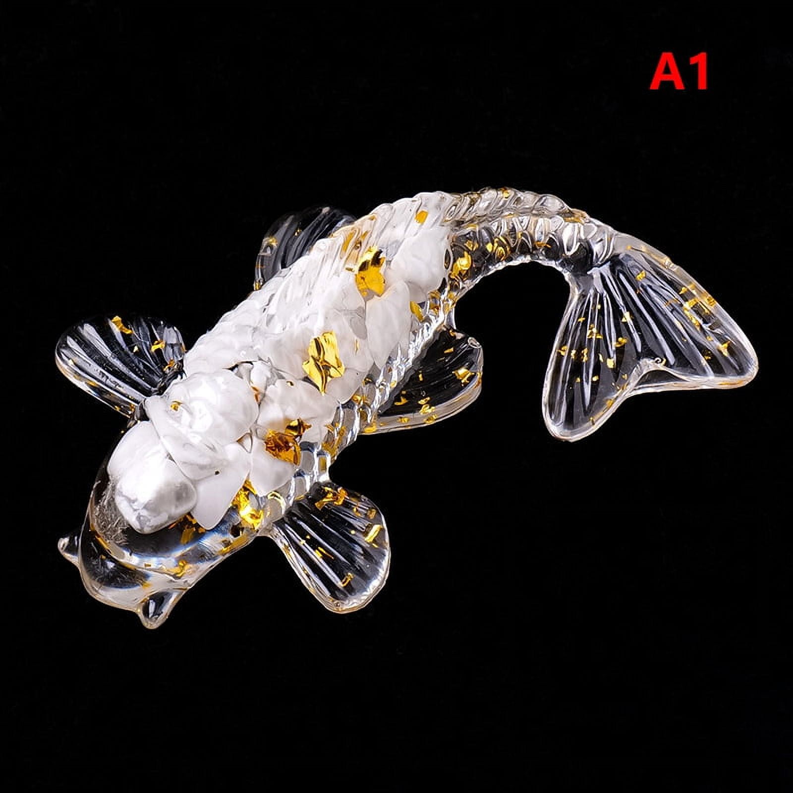 Crystal Stone Gravel Lucky Koi Fish Figurine Resin Mini Quartz Fancy ...