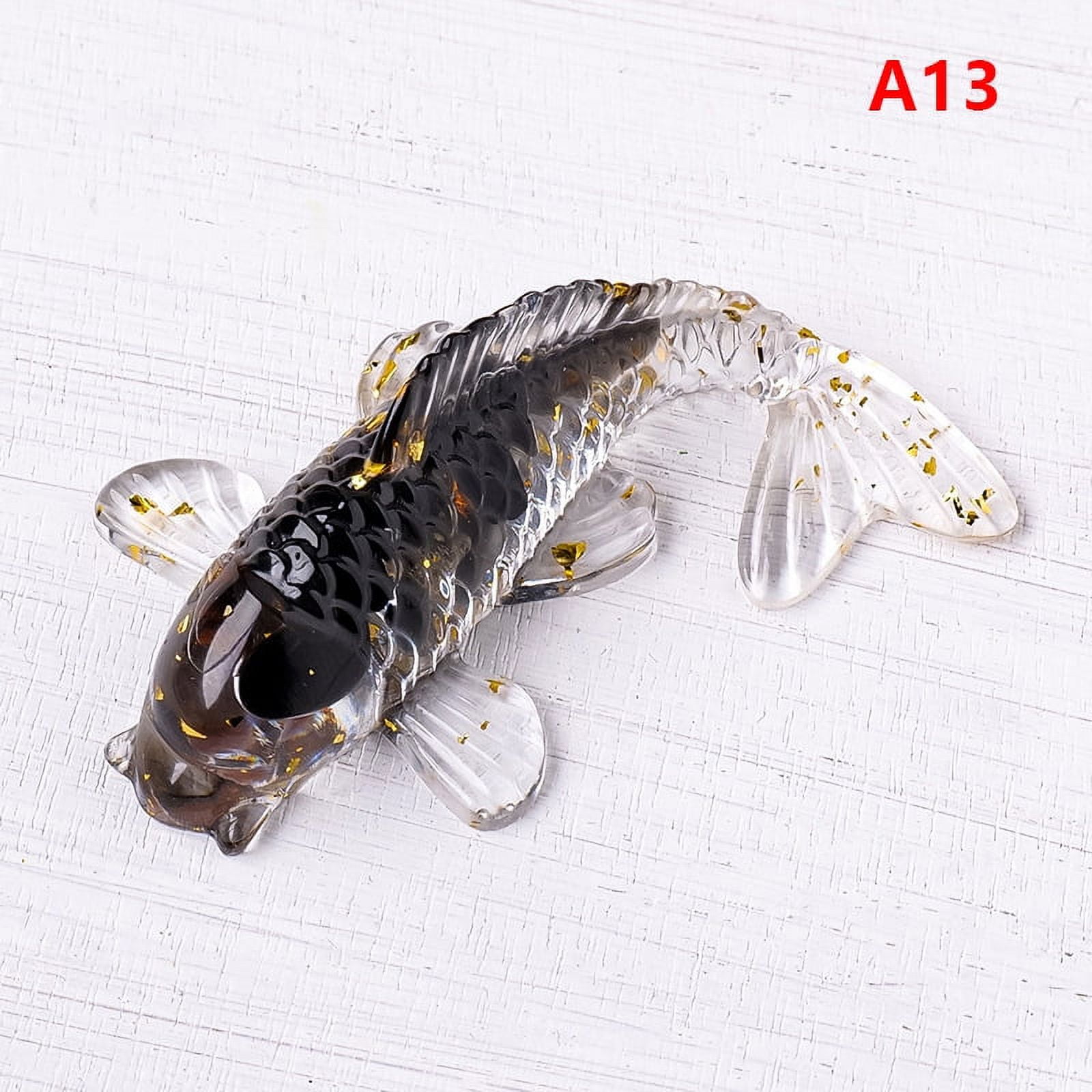 Crystal Stone Gravel Lucky Koi Fish Statue Resin Mini Koi Statue Home ...