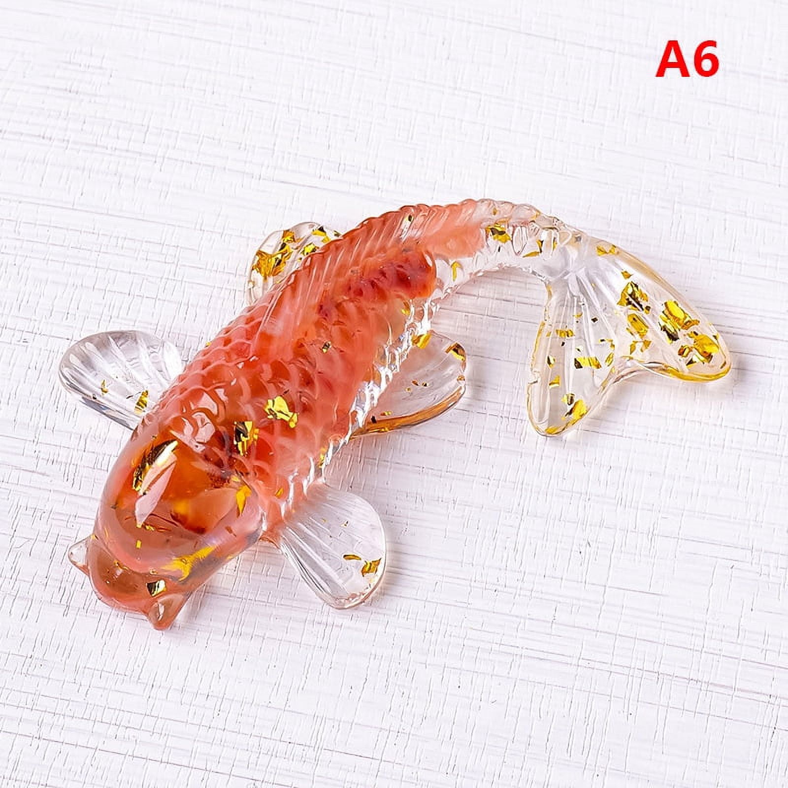 Crystal Stone Gravel Lucky Koi Fish Statue Resin Mini Koi Statue Home ...
