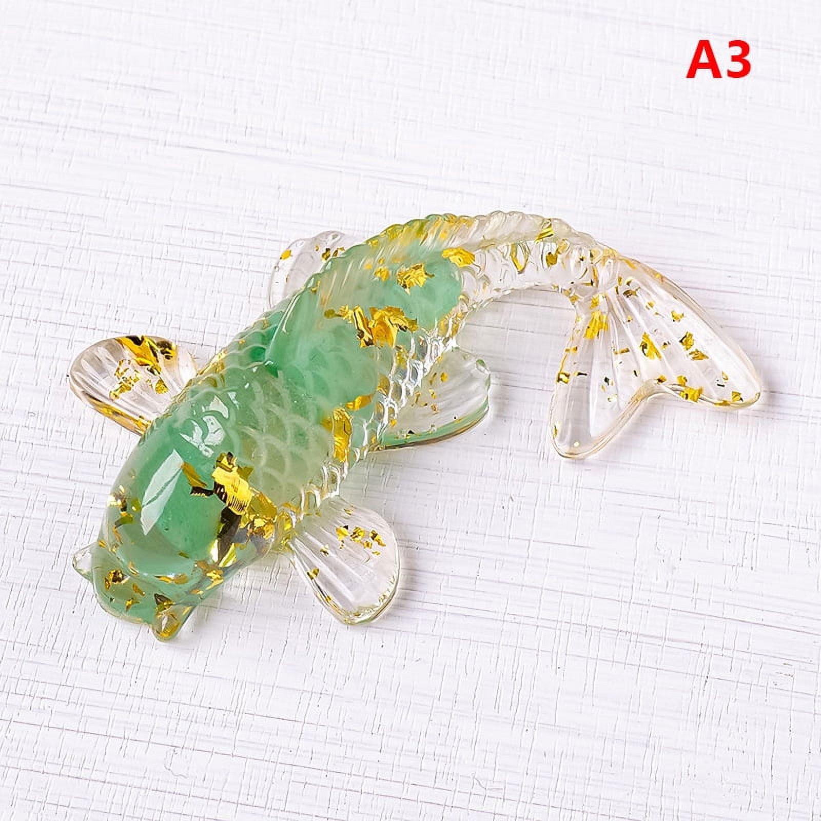 Crystal Stone Gravel Lucky Koi Fish Statue Resin Mini Koi Statue Home ...