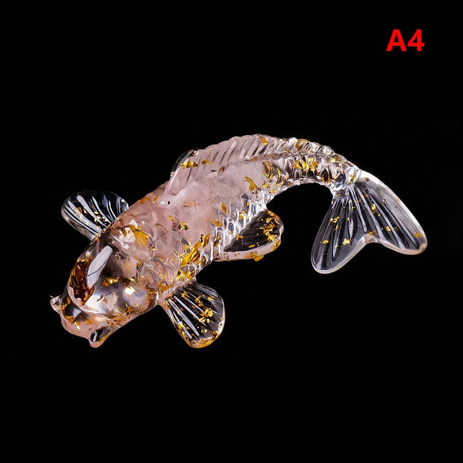 Crystal Stone Gravel Lucky Koi Fish Statue Resin Mini Koi Statue Home ...