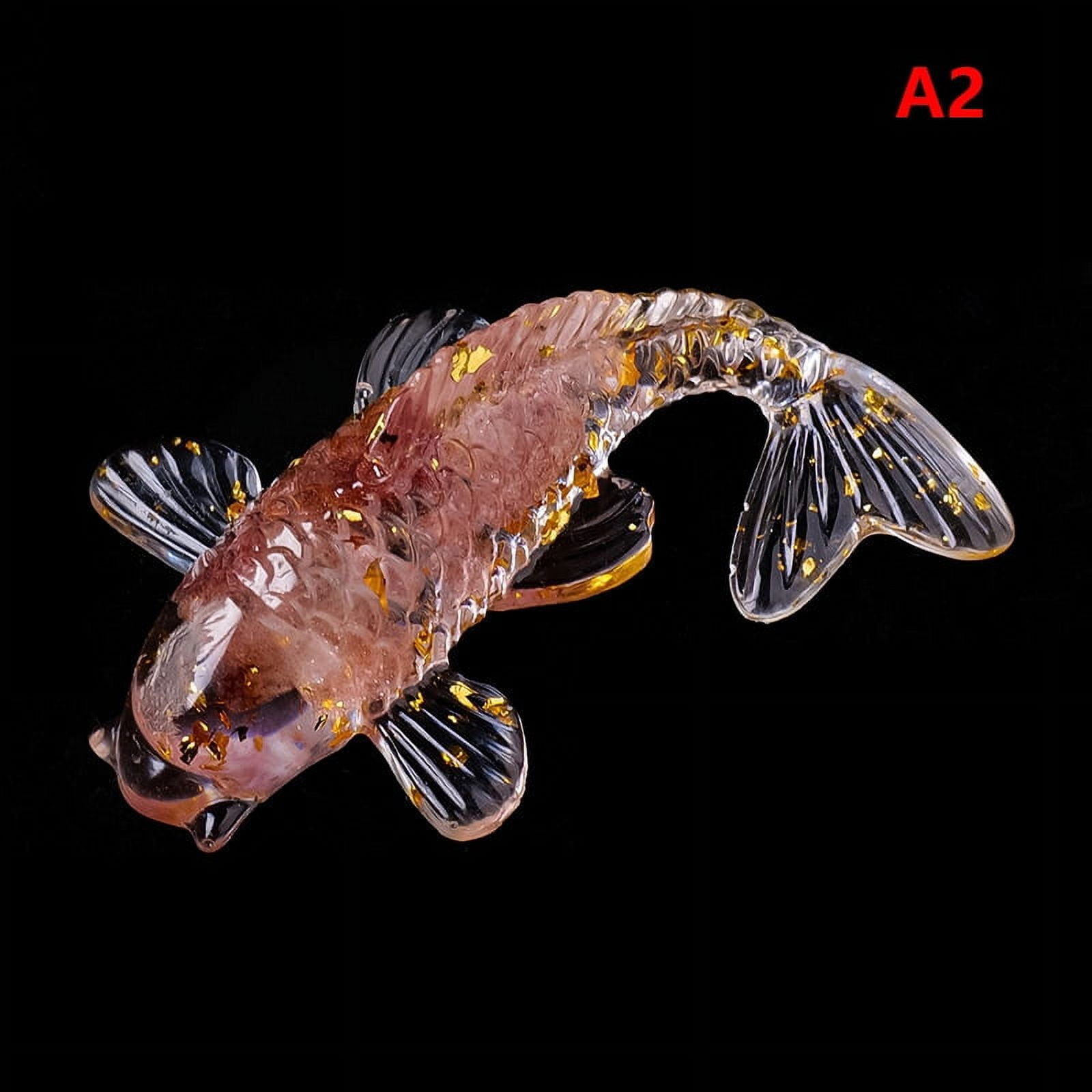 Crystal Stone Gravel Lucky Koi Fish Statue Resin Mini Koi Statue Home ...