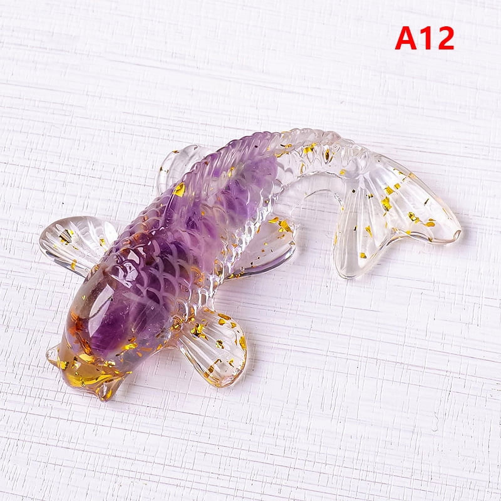 Crystal Stone Gravel Lucky Koi Fish Statue Resin Mini Koi Statue Home ...