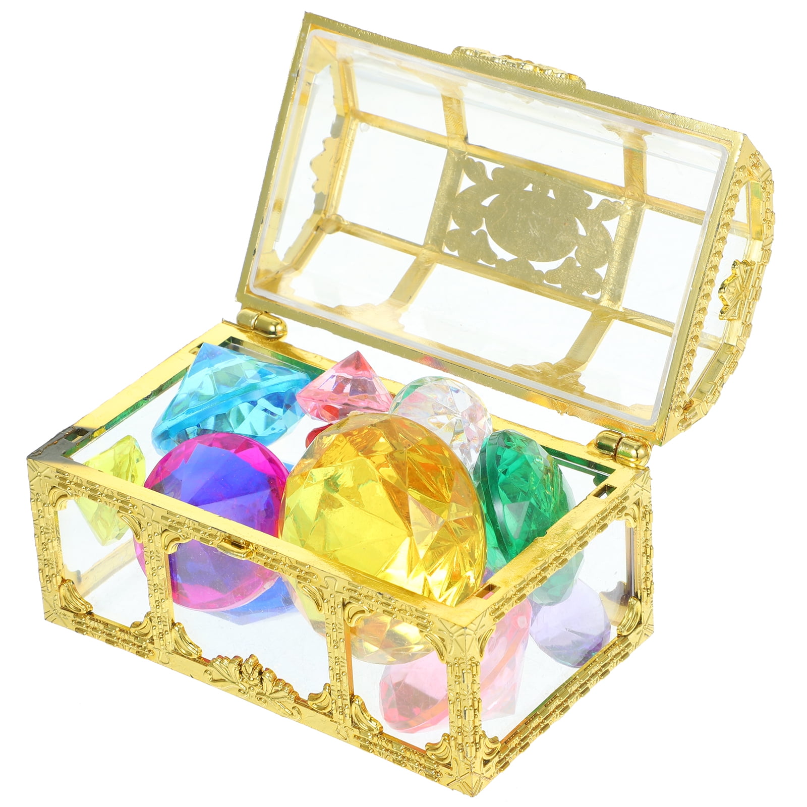 Eease 12 Colorful Diving Gem Pool Toys with Pirate Chest Box for Kids ...