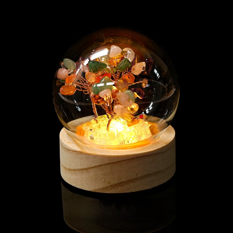 Crystal Stone Tree Wishing Bottle Craft Lamp Ornament Creative Desktop ...