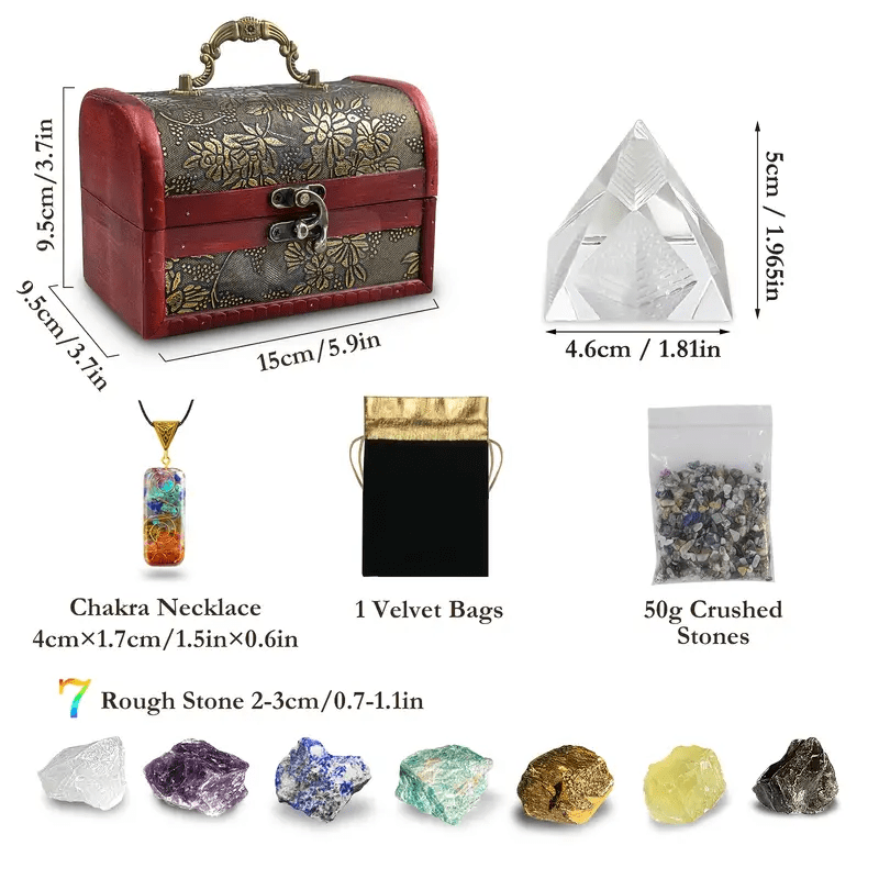 Crystal and Stone, a set of 7 original crystal stones, pyramid spirit ...