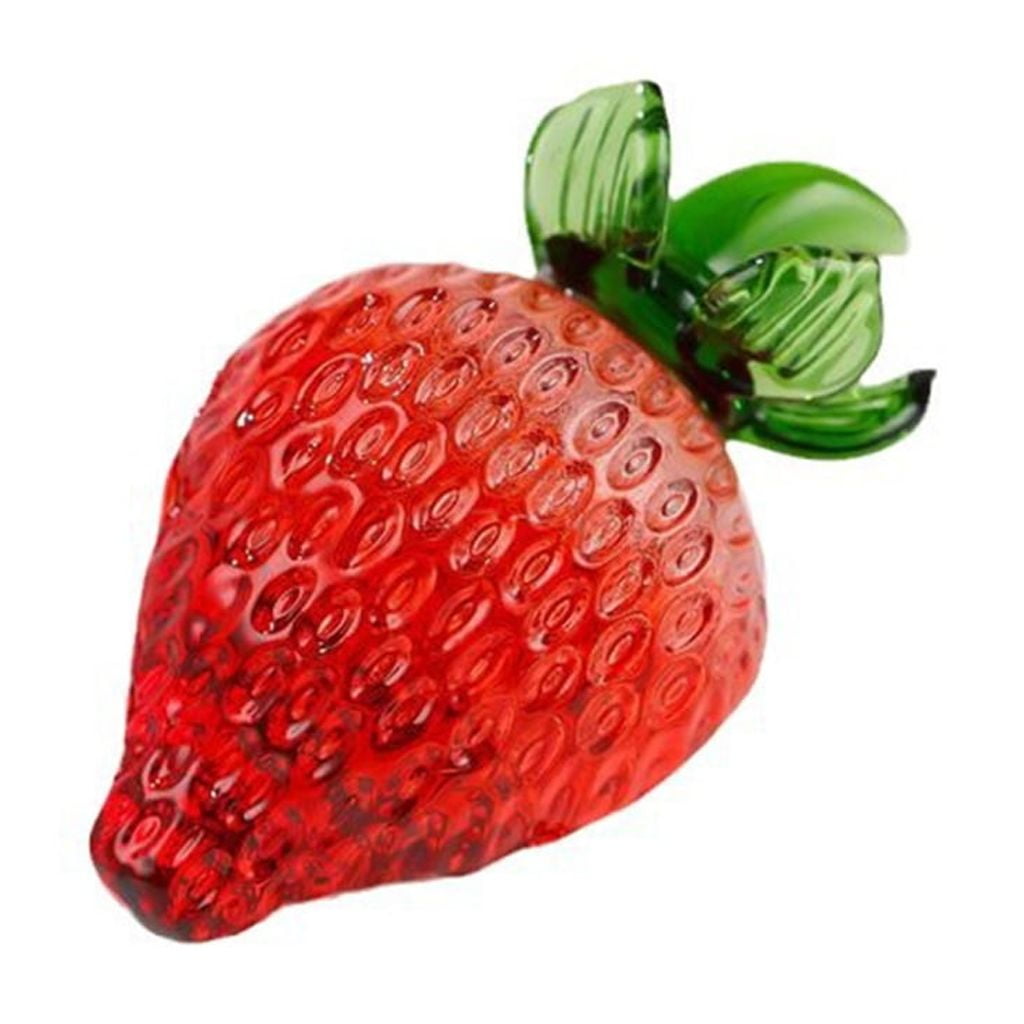 Crystal Strawberry Figurine Glass Fruit Miniature Statue Paperweight ...