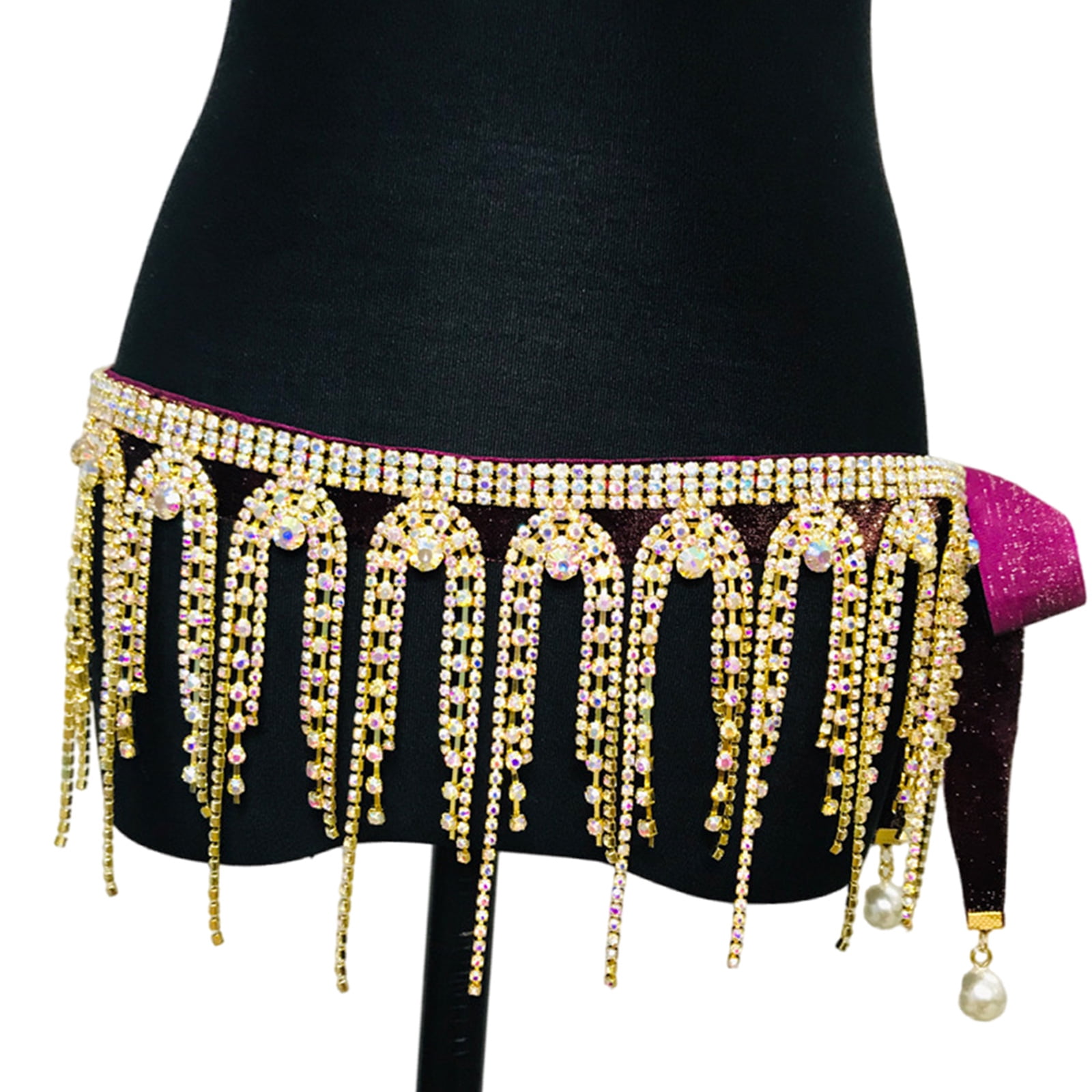 Crystal Studded Gold Silver Belly Dance Belt Adjustable Body Jewelry ...