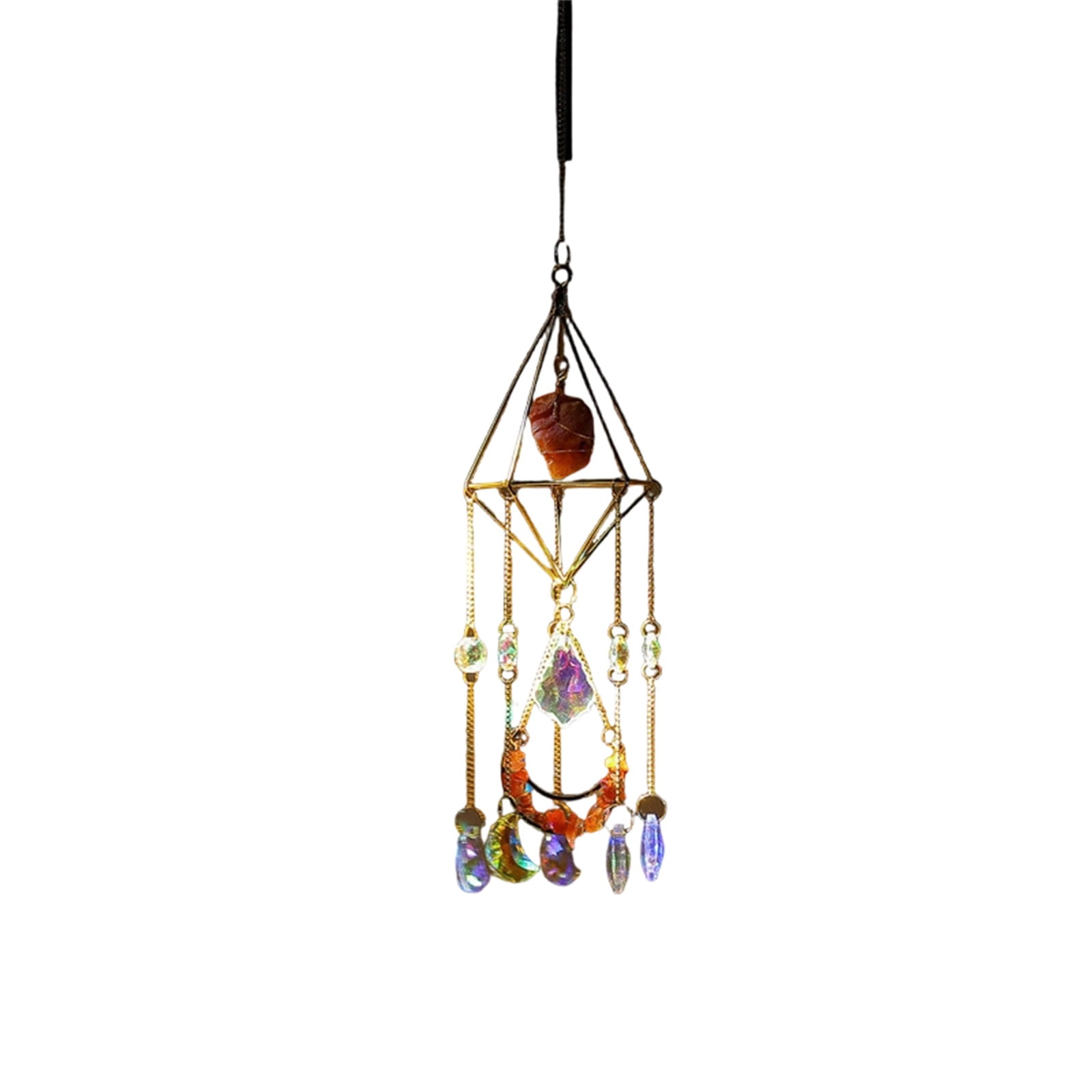 Crystal Suncatcher, Gold Plated Handmade Pendant, Exquisite Wind Chime ...