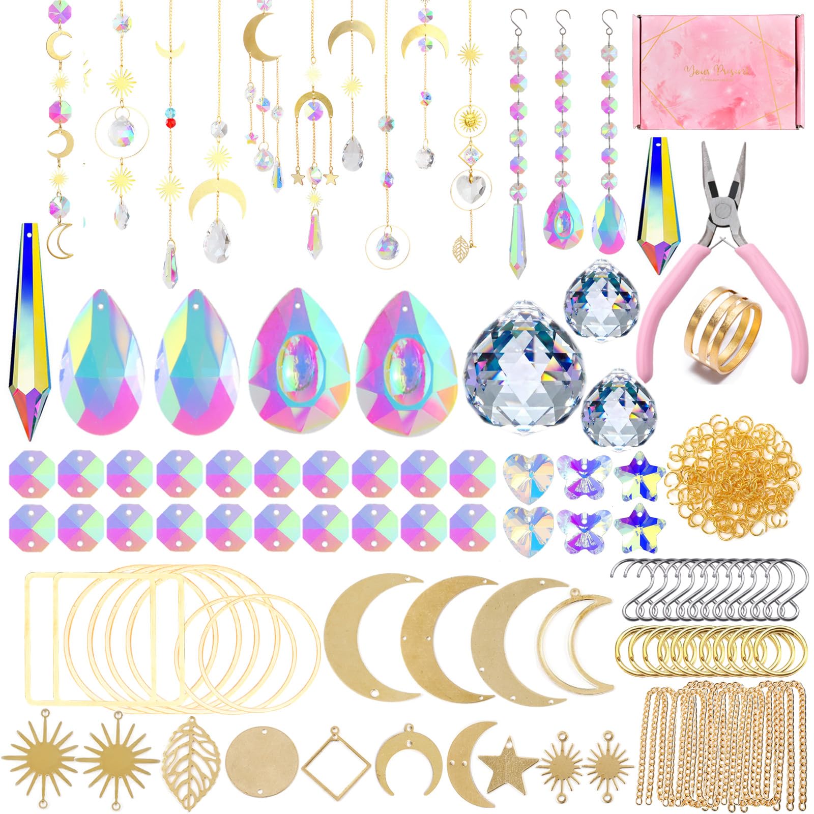 Crystal Suncatcher Kits Hanging Chandelier Crystals Prisms Parts Maker ...