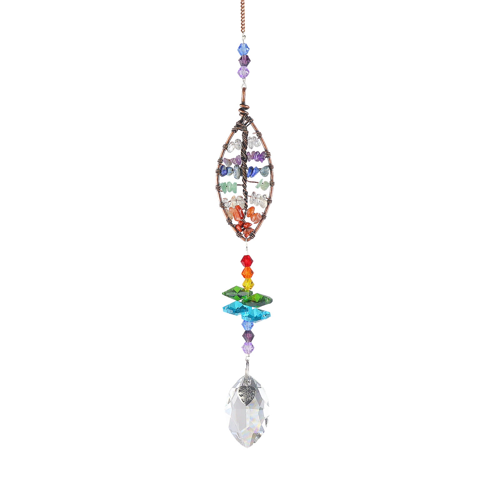 Crystal Suncatchers Heart Shaped Tree Life Window Wind Chimes Car ...