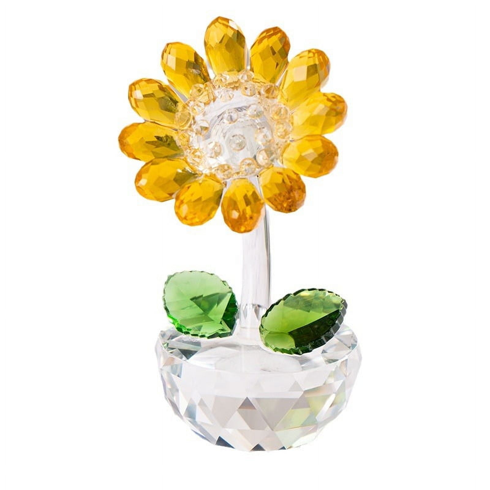 Crystal Sunflower Glass Figurine Collectible Small Ornament Paperweight ...