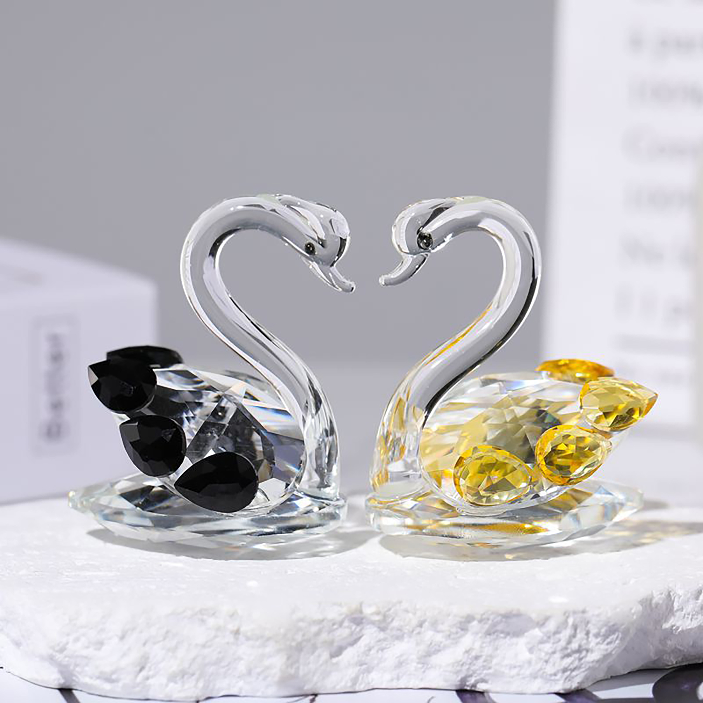 Crystal Swan A Pair Sweet Gifts Sparkle Figurine Collection Centerpiece ...