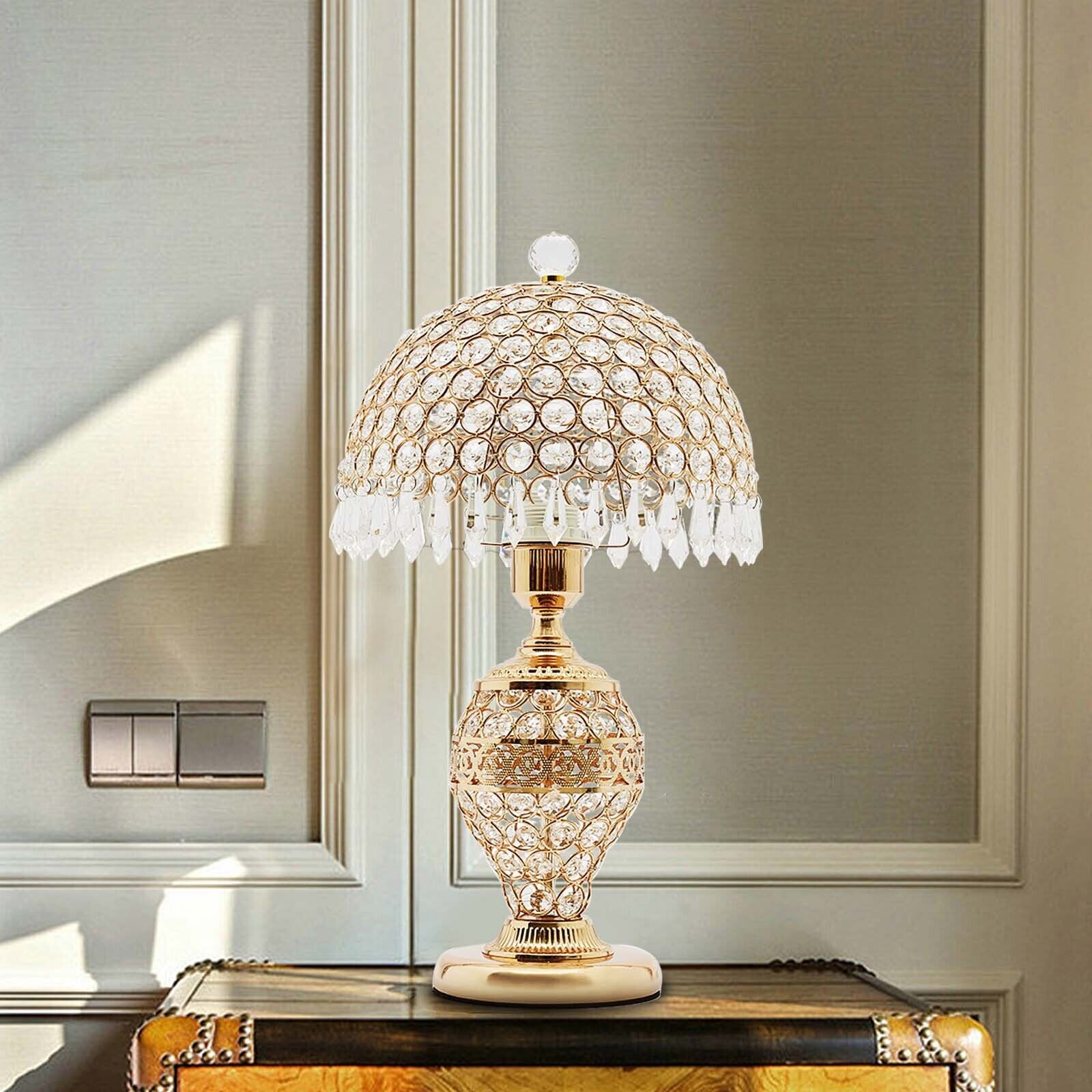 Crystal Table Lamp Bedside Nightstand Desk Light Gold Lighting ...