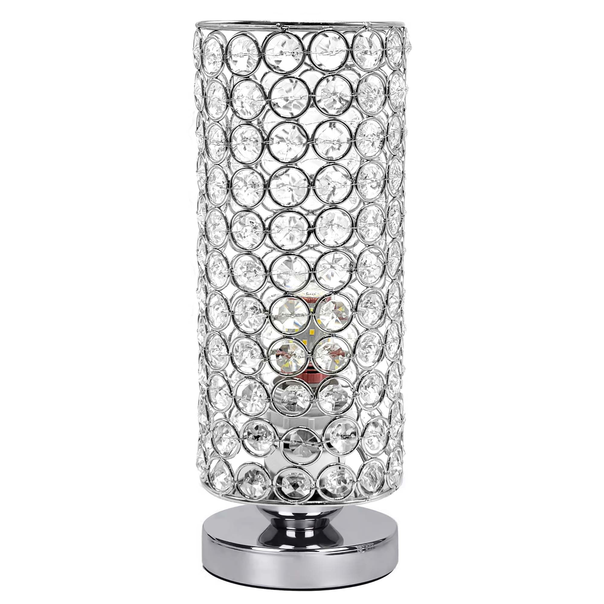 "HadinEEon Crystal Table Lamp, Silver Base, 3 Color Temperatures, 12.2 ...