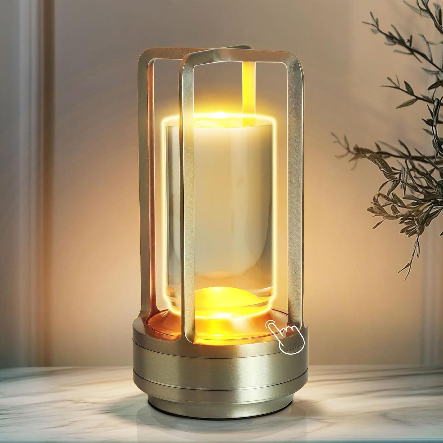 Crystal Table Lantern Light,Battery Operated Rechargeable Cordless ...
