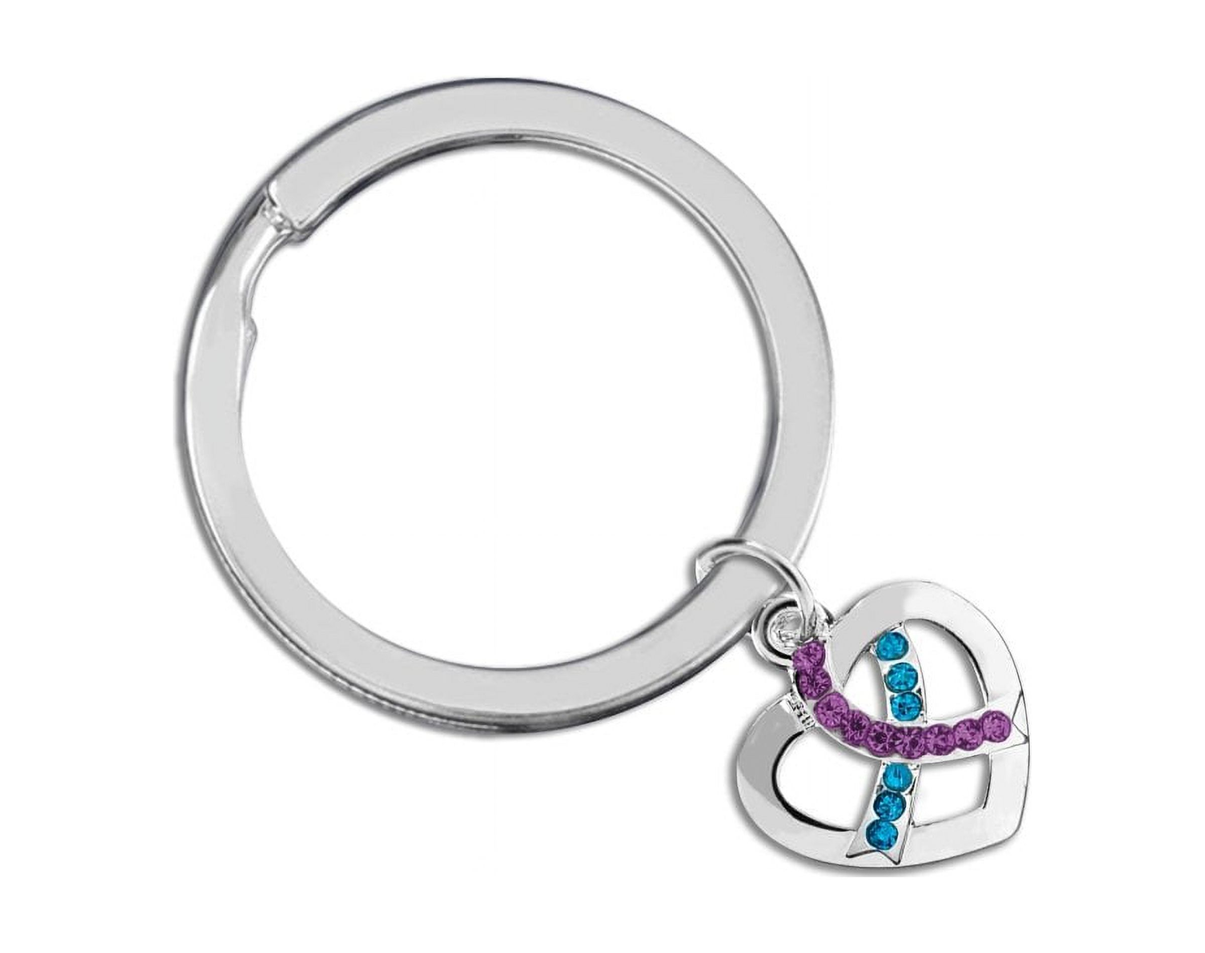 Crystal Teal & Purple Ribbon Silver Split Ring Key Chains - Walmart.com