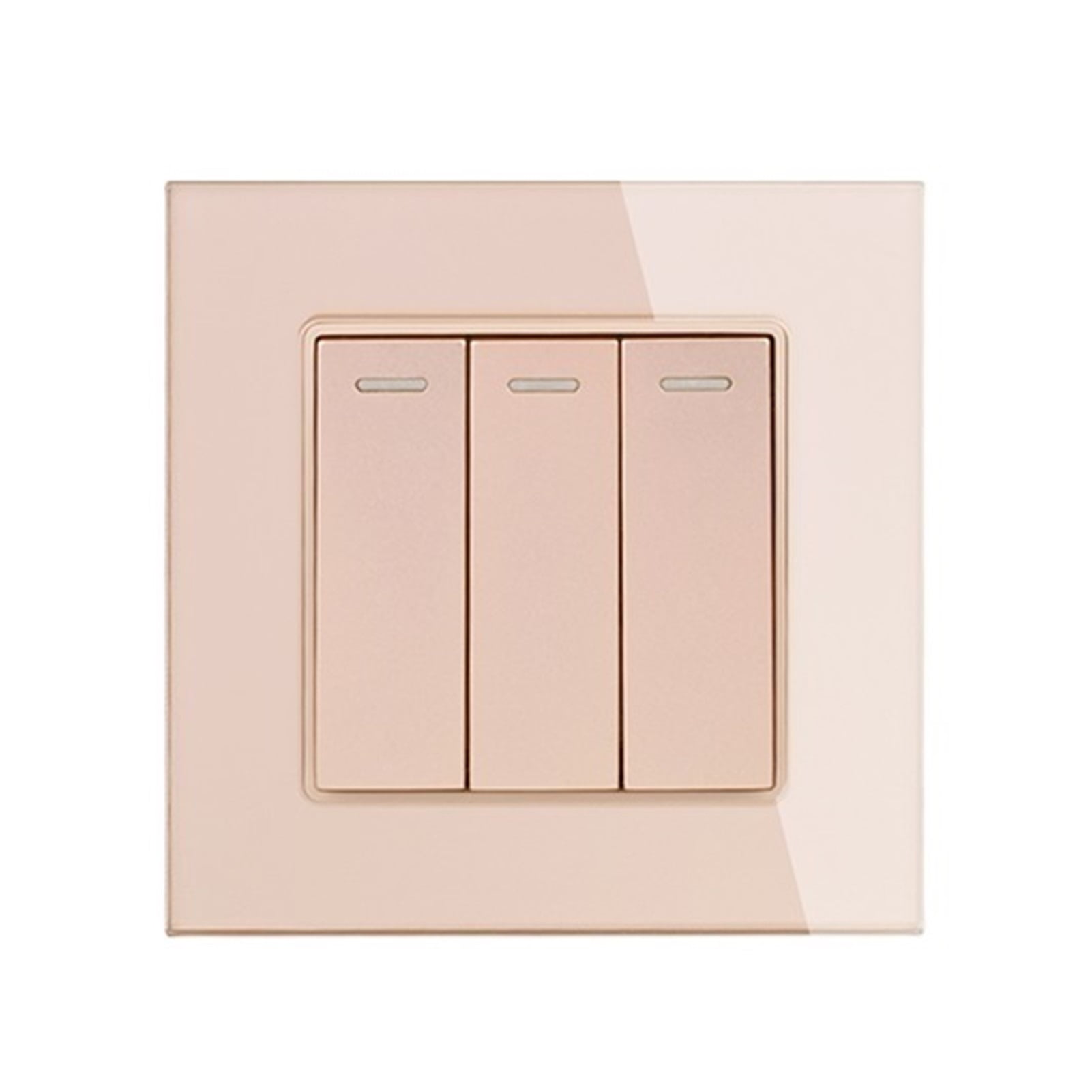 Crystal Tempered Glass Panel 3 Gang 1 Way On / Off Rocker Wall Light ...