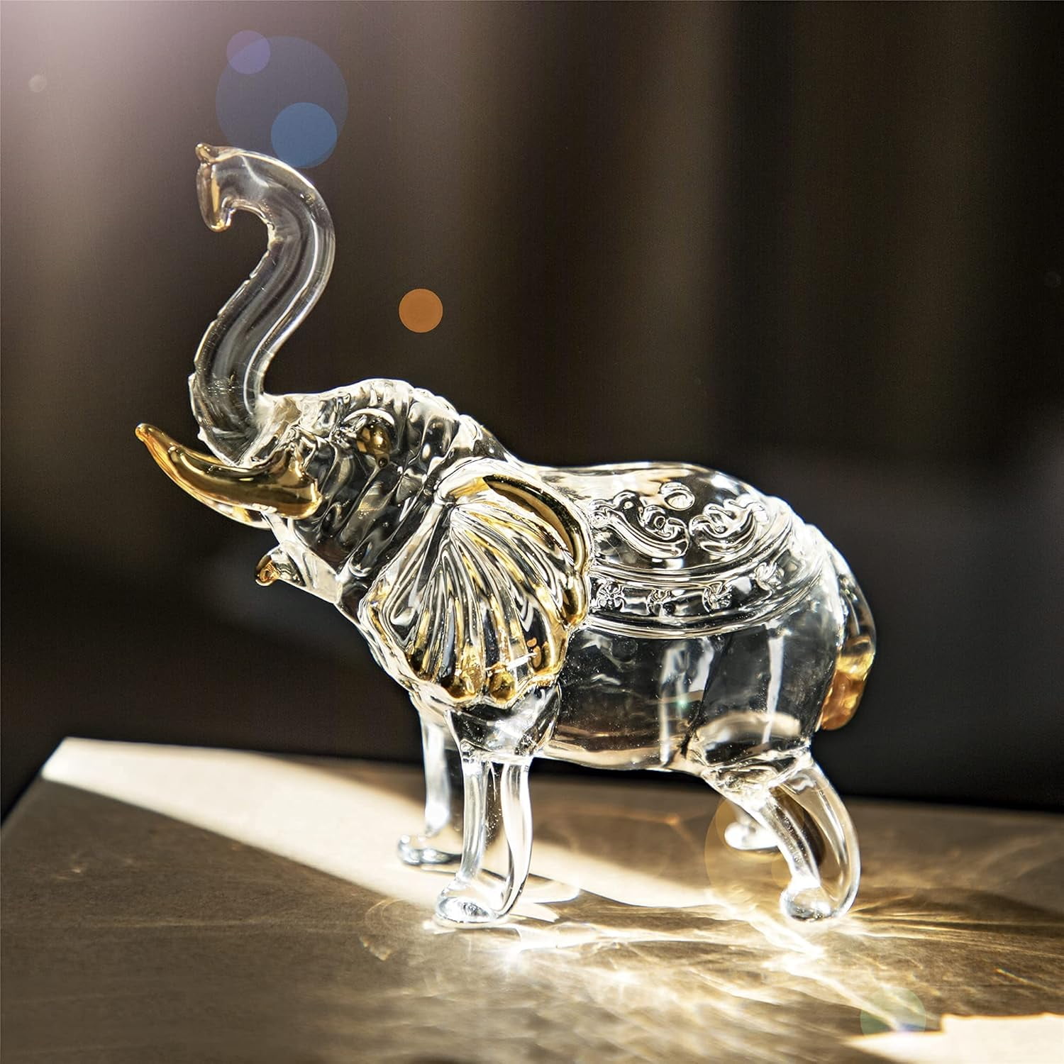 Crystal Thai Elephant with Trunk Raised Collectible Figurine Statue ...