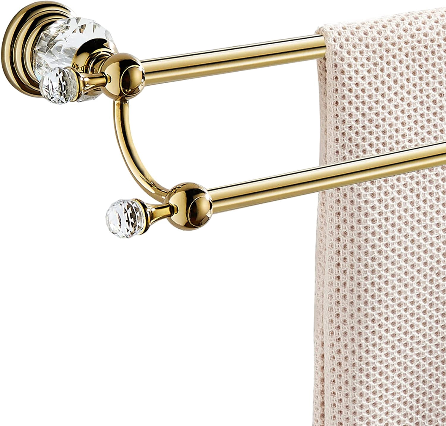Crystal Towel Holder Double, Adjustable Gold Towel Bar 18 to 30 Inch ...
