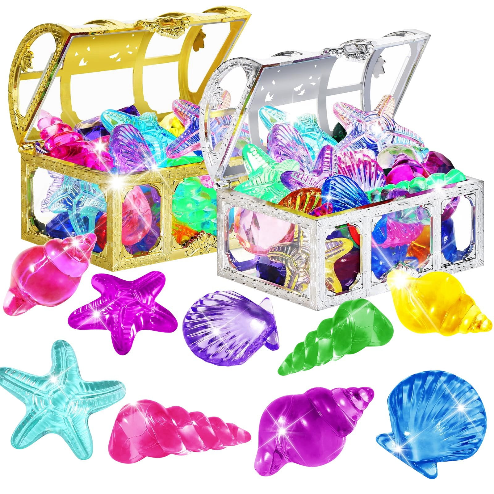 Crystal Treasure Chest of Dreamy Ocean Gems, Ideal for Summer Pool ...