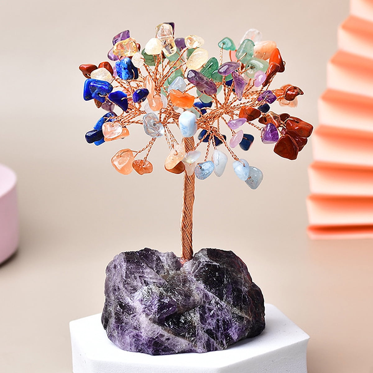Crystal Tree 7 Chakra Tree of Life Natural Crystals Stone Lucky Tree ...