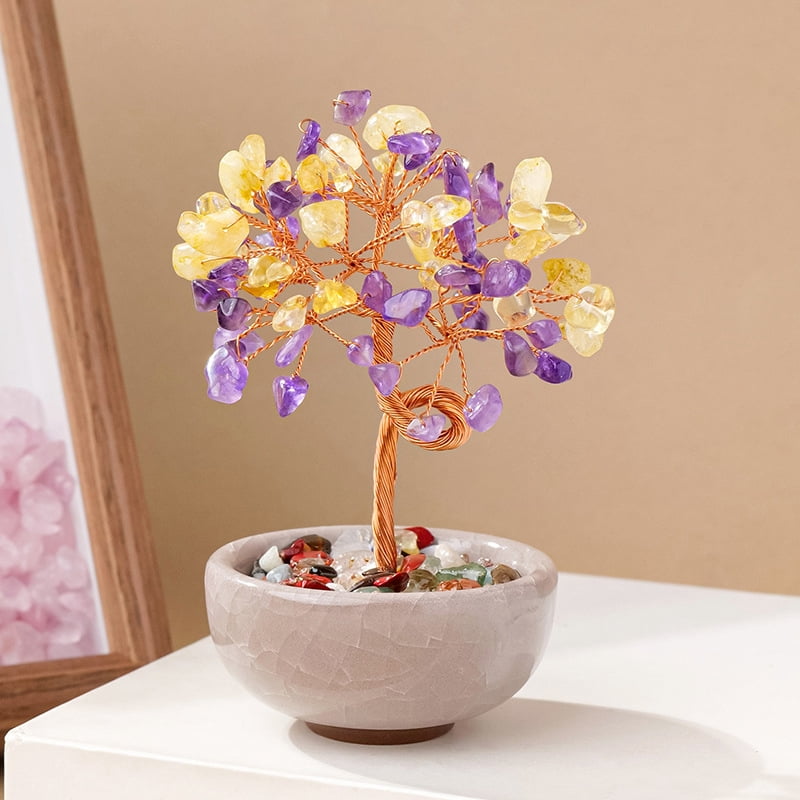 Crystal Tree Natural Healing Crystal Trees with Ceramic Base Handmade ...
