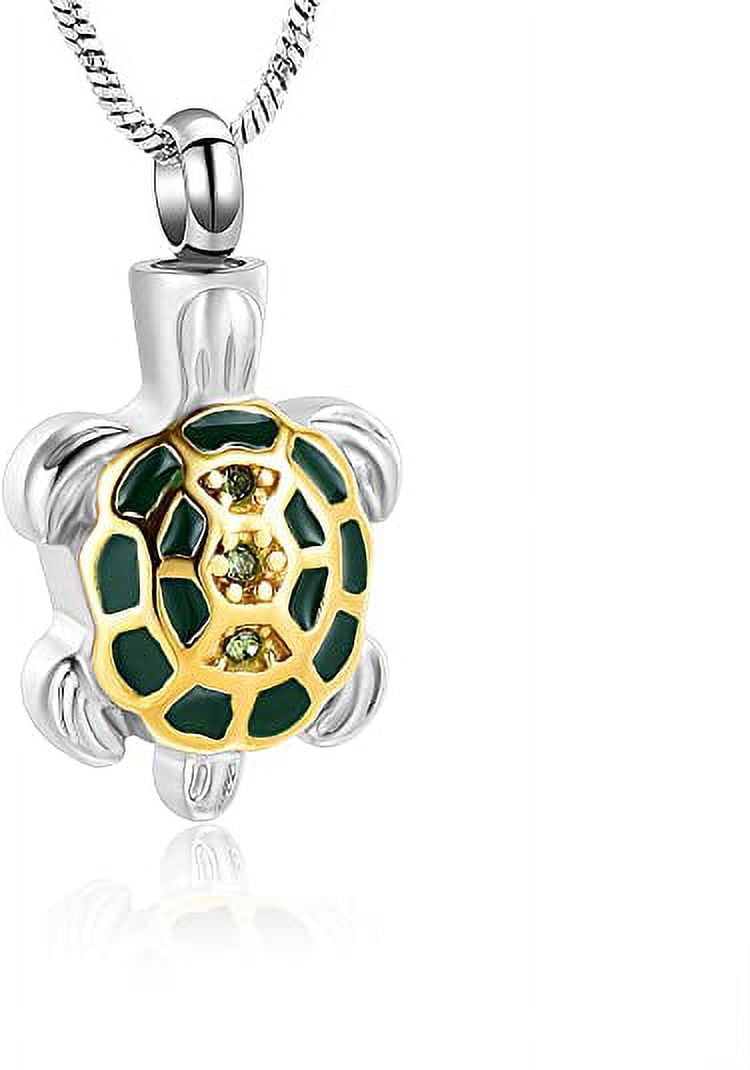 Crystal Turtle Urn Necklace for Ashes Keepsake Holder Memorial Jewelry ...