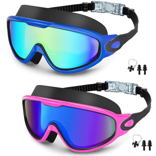Crystal Vision Swim Goggles for Adults - Panoramic Frame + Ear Plugs ...