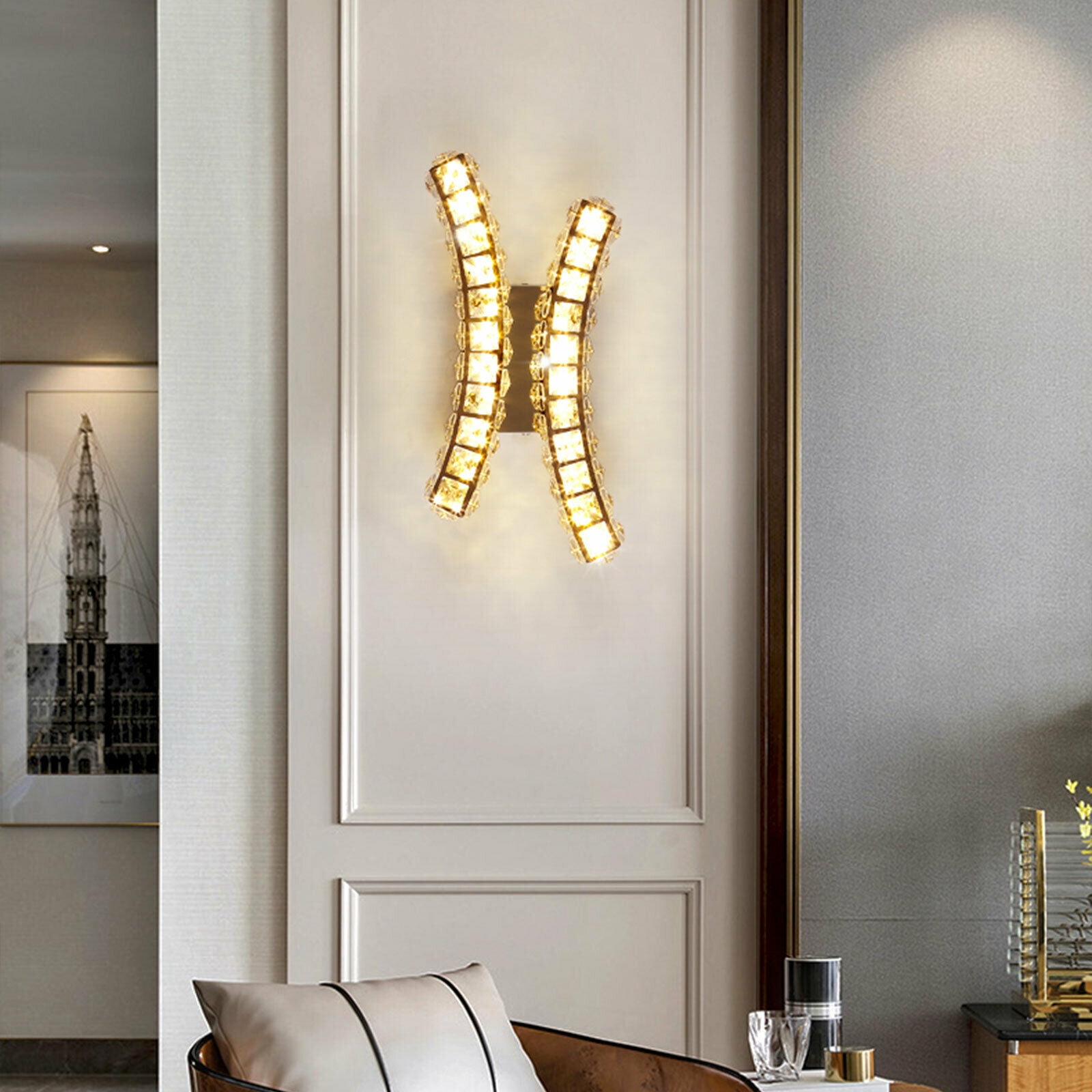 Crystal Wall-Lamp LED Bulbs Lights Bracket Light Aisle Lighting Fixture ...