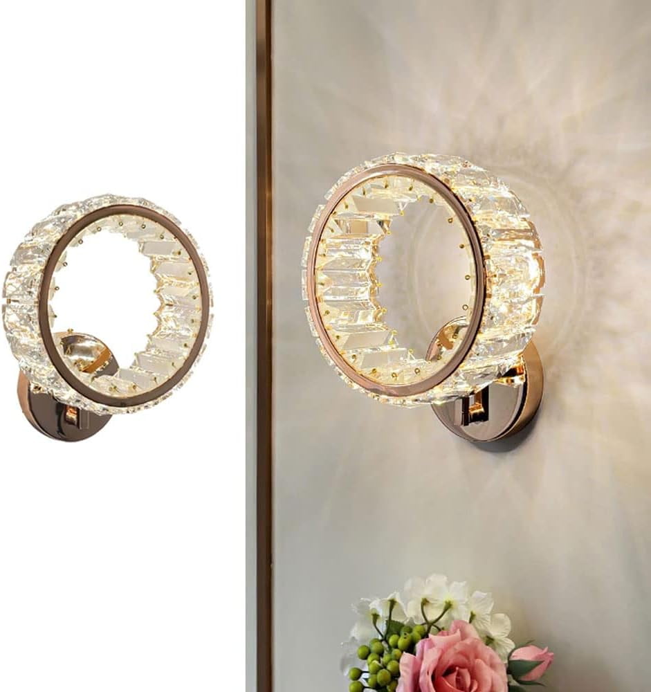 Crystal Wall Sconce Light Geometric Wall Mounted Lamp, 12W LED ...