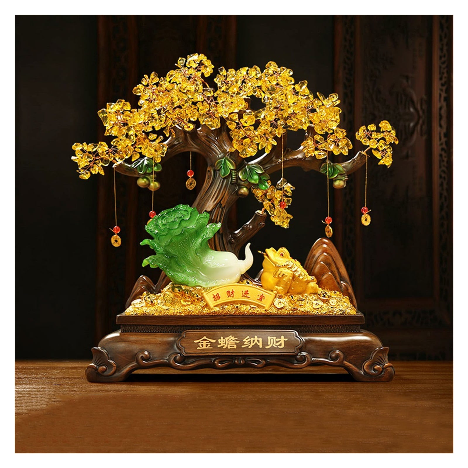 Crystal Wealth Tree Feng Shui Decoration, Imitation Jade Four Seasons ...