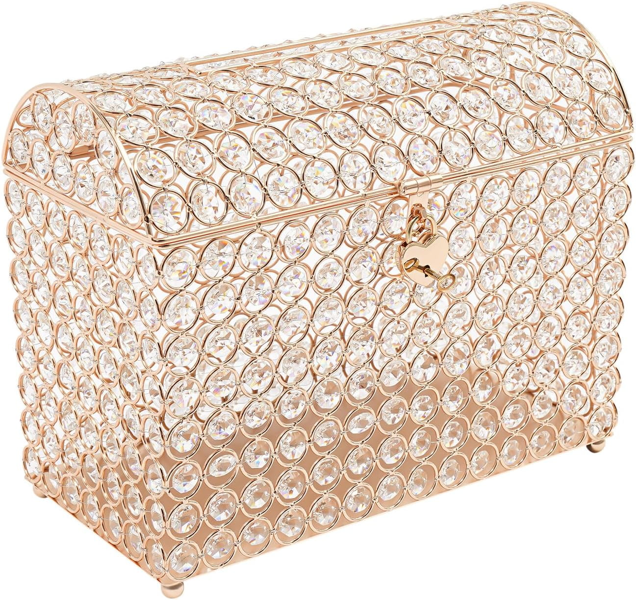 Crystal Wedding Card Box With Heart Lock, Crystal Money Card Box ...