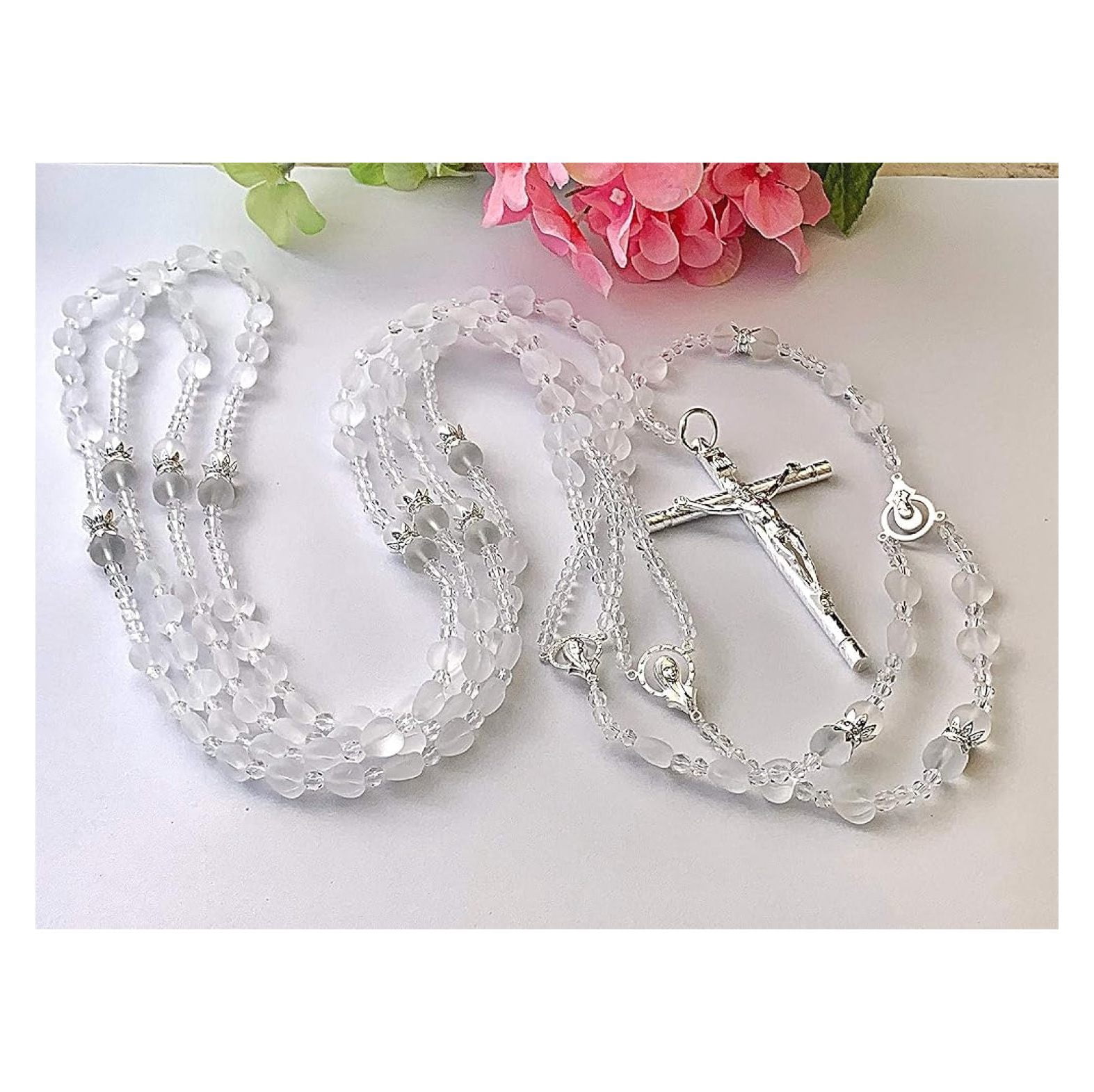 Crystal Wedding Lasso Silver Plated Frosted Beads/Lasso de Boda en ...